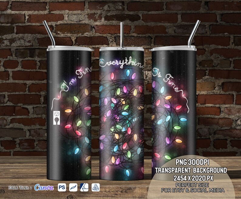 20oz Skinny Tumbler Mockup, PNG, Full View Wrap Mockup,tumbler Mockup ...