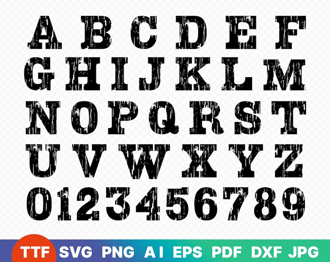Distressed Sports SVG TTF , Football,alphabet, Distressed Varsity ...