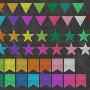 Rainbow Chalkboard Bunting Banners Clip Art, Colorful Chalk Bunting ...
