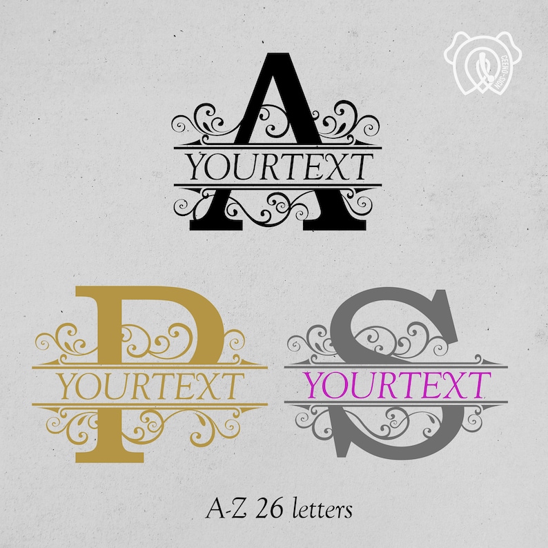 Split Monogram Alphabet SVG DXF PNG Split Monogram Frame - Etsy