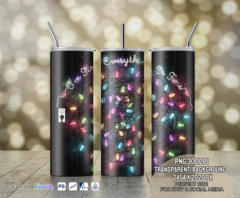 20oz Skinny Tumbler Mockup, PNG, Full View Wrap Mockup,tumbler Mockup ...
