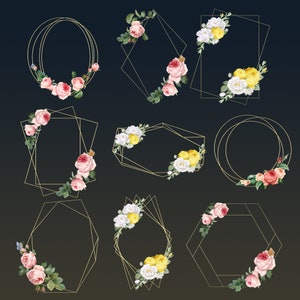 Gold Polygonal Frames Clipart Geometric Gold Frame Clip Art - Etsy