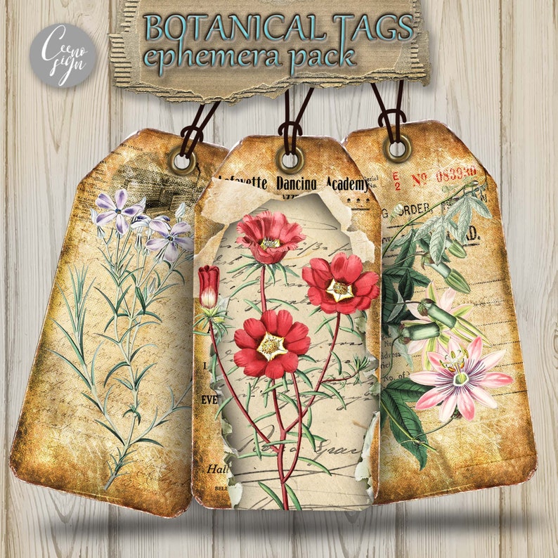 Botanical Tags Printable for Junk Journals Digital Download - Etsy
