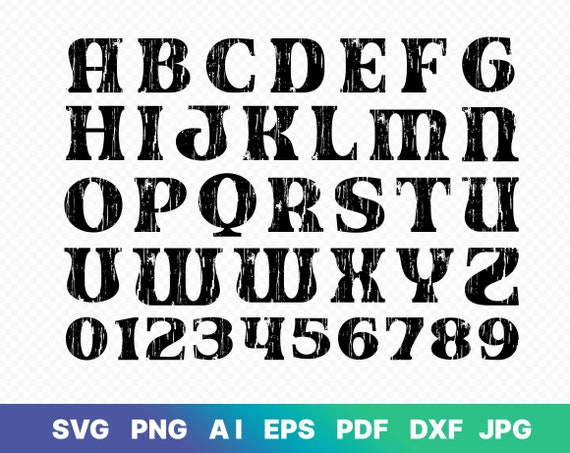 Distressed Font Svg Files Grunge Letters and Numbers - Etsy