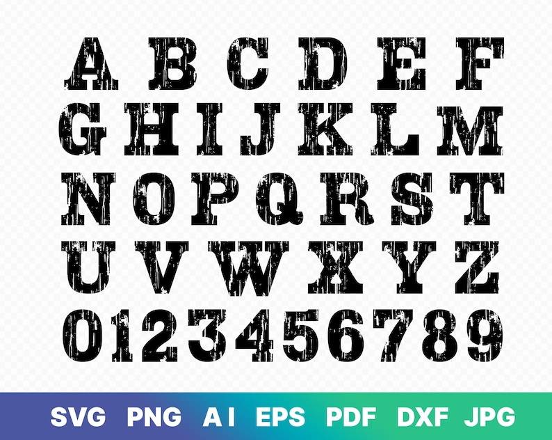 Distressed Font Svg Files Grunge Letters and Numbers - Etsy Distressed Font Svg Files Grunge Letters and Numbers - Etsy