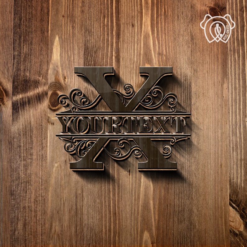 Split Monogram Alphabet SVG DXF PNG Split Monogram Frame - Etsy