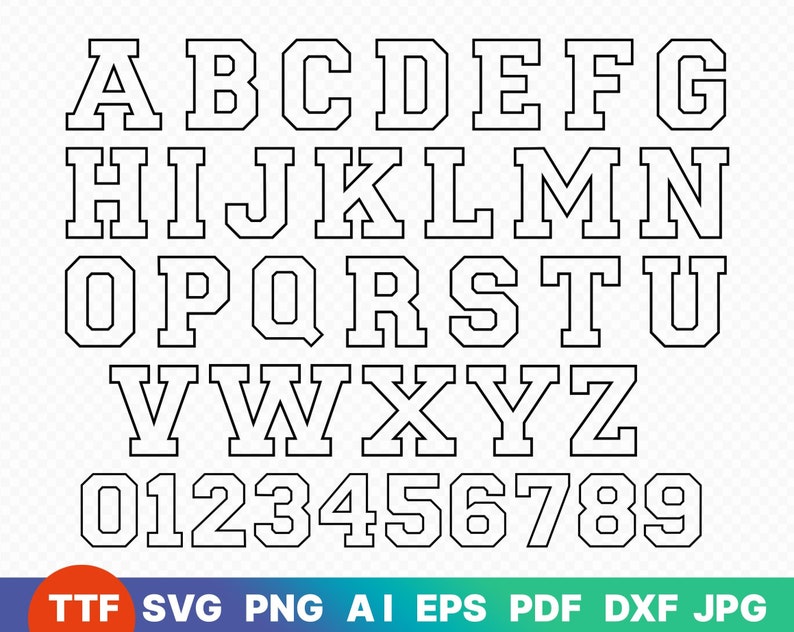Varsity Font SVG,TTF, Varsity Alphabet, School Font, Sports Font ...