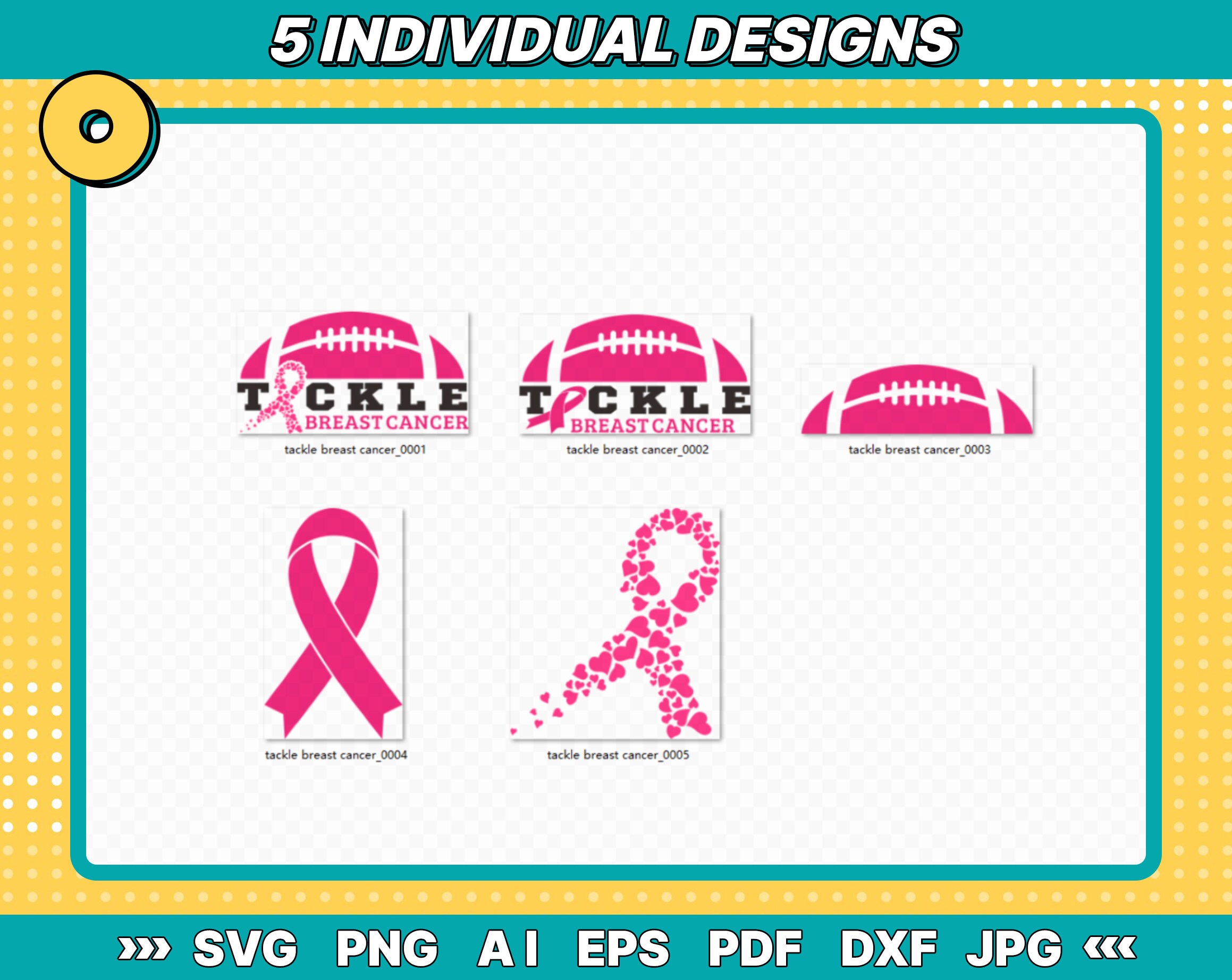 Tackle Breast Cancer, Cancer Fight Svg, Football Sport Cancer Svg Png ...