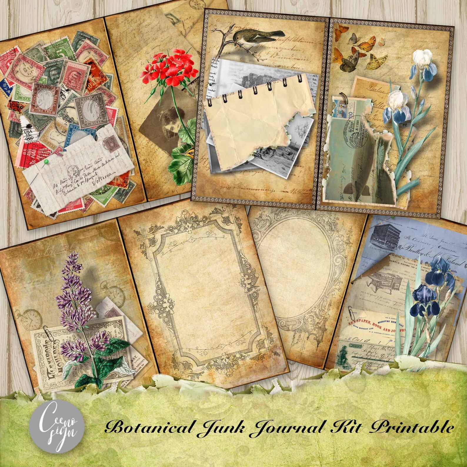 Botanical Junk Journal Kit Printable Instant Download for - Etsy