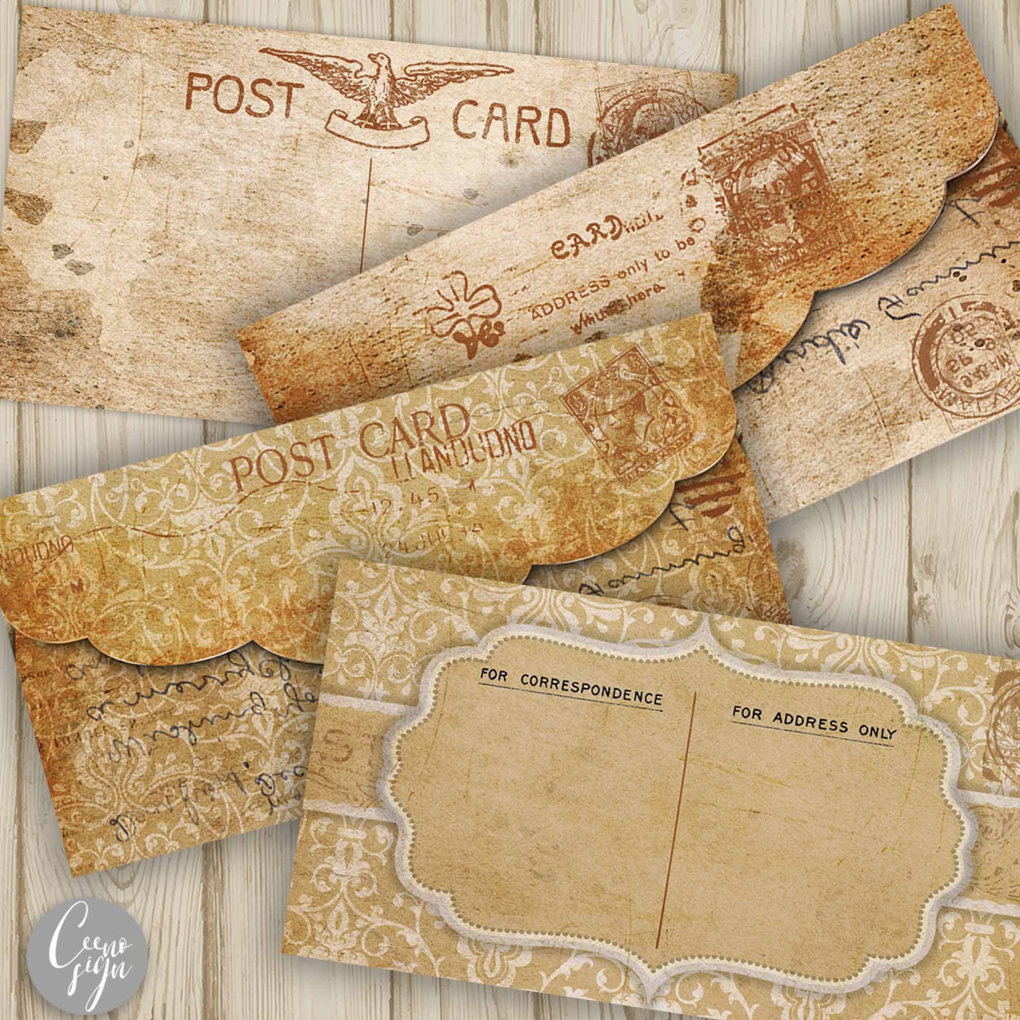 Vintage Postcards Envelopes Printable Postcards - Etsy