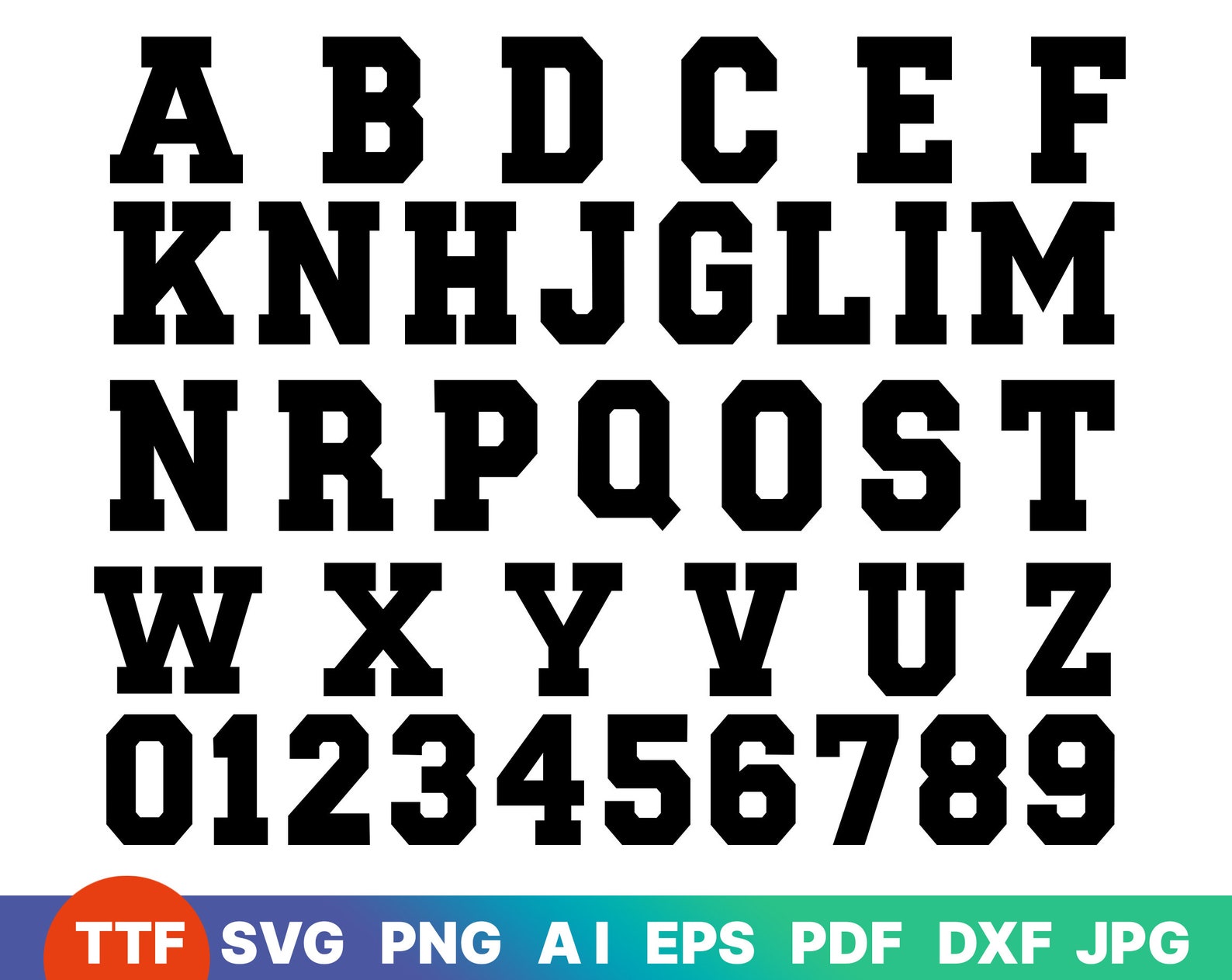 Varsity Font SVG,TTF, Varsity Alphabet, Sports Font, School Font ...