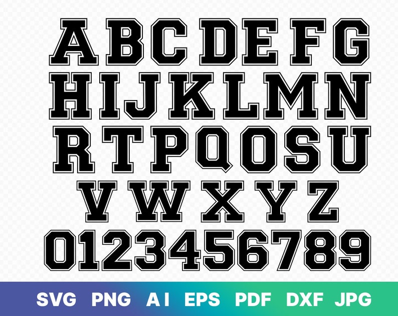 Varsity Font Svg, Block Font Svg, College Font, University Font ...