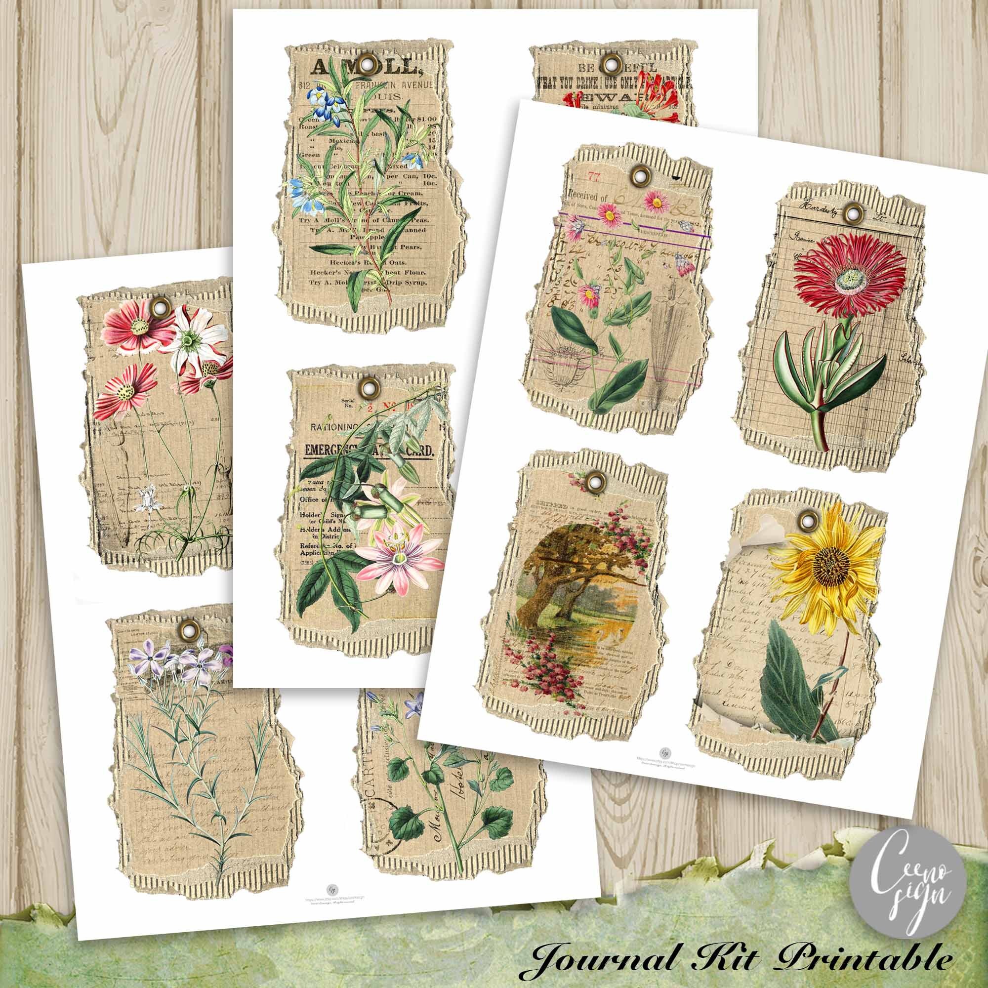 Botanical Junk Journal Kitvintage Ephemeraprintable - Etsy