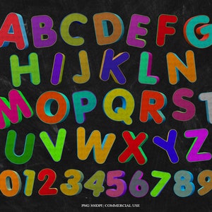 Rainbow Chalkboard Bunting Banners Clip Art, 3D Alphabet and Numbers ...