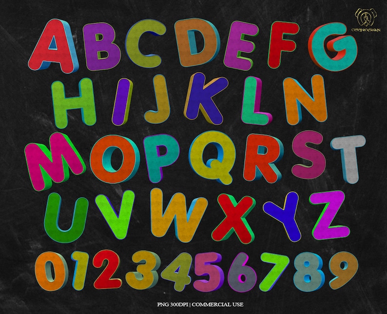Rainbow Chalkboard Bunting Banners Clip Art 3D Alphabet and - Etsy