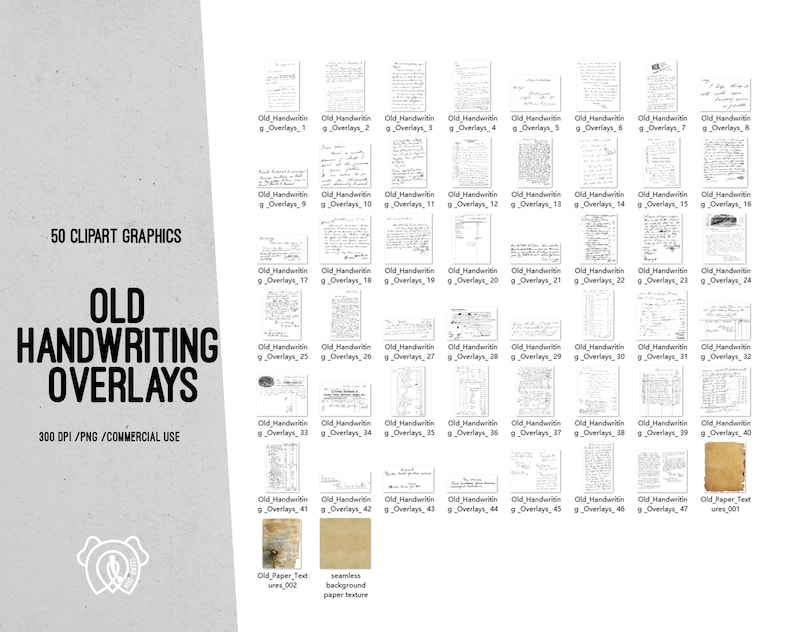 Old Handwriting Overlays, Digital Vintage Handwritten Letters PNG ...