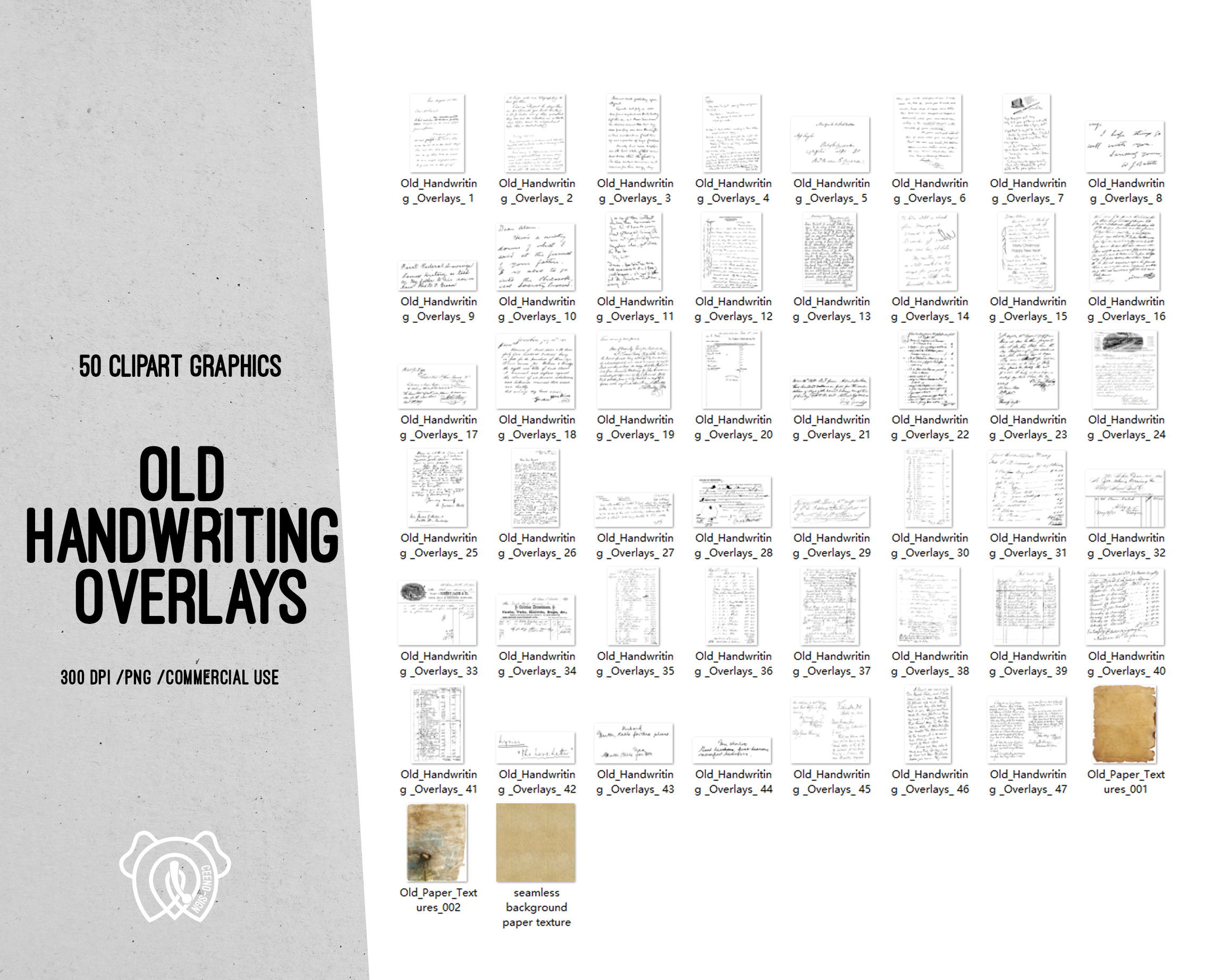 Old Handwriting Overlays Digital Vintage Handwritten Letters - Etsy ...