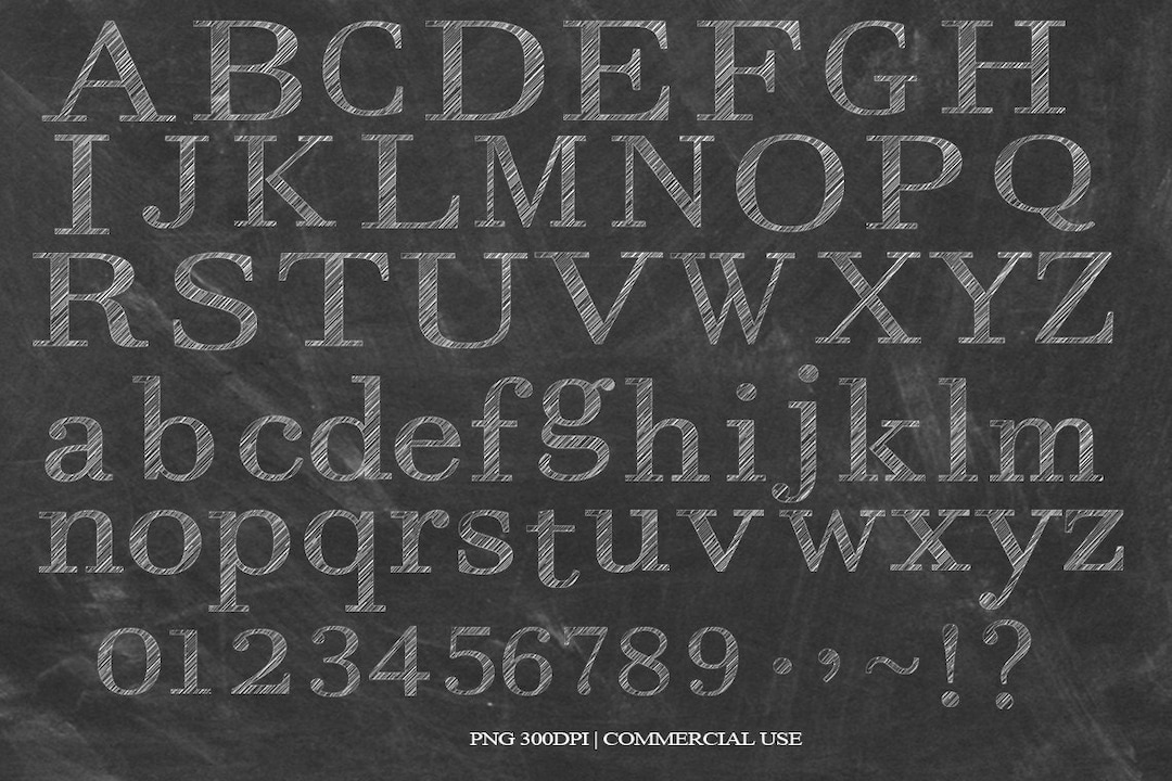 Chalk Block Letters-chalkboard Alphabet and Numbers Back to School PNG ...