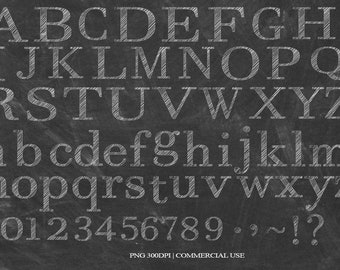 Chalk Alphabet Clipart. Chalkboard Letters Numbers Symbols. - Etsy