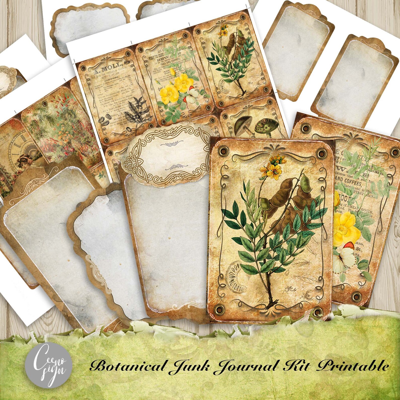 Botanical Junk Journal Kit Printable Instant Download for - Etsy