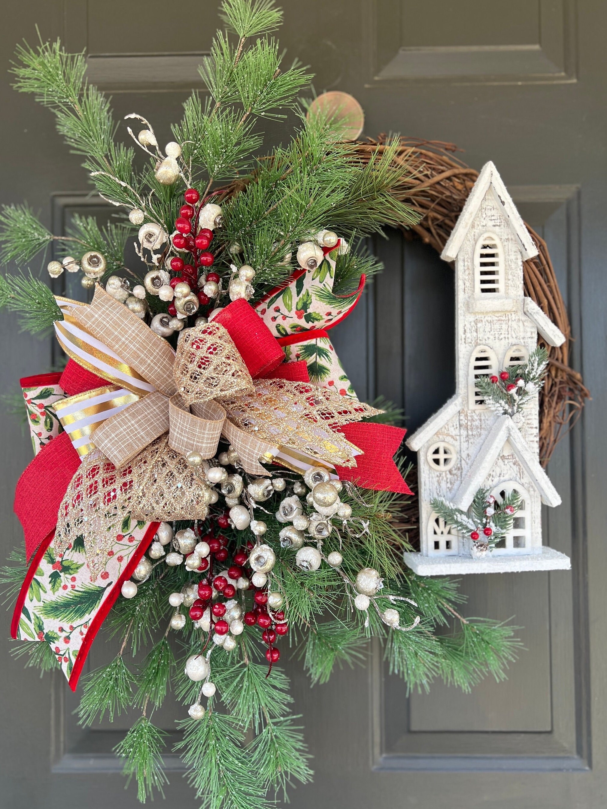 Christmas Church Wreath, Christmas House Wreath , Winter Wreath, Winter ...