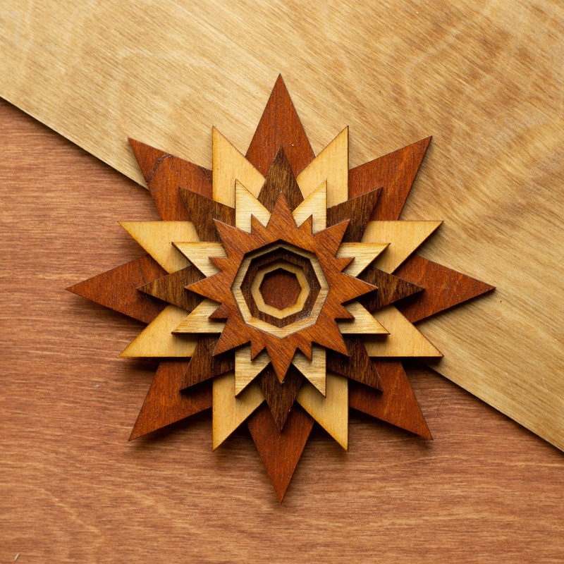 Wooden Geometric Brooch - Etsy