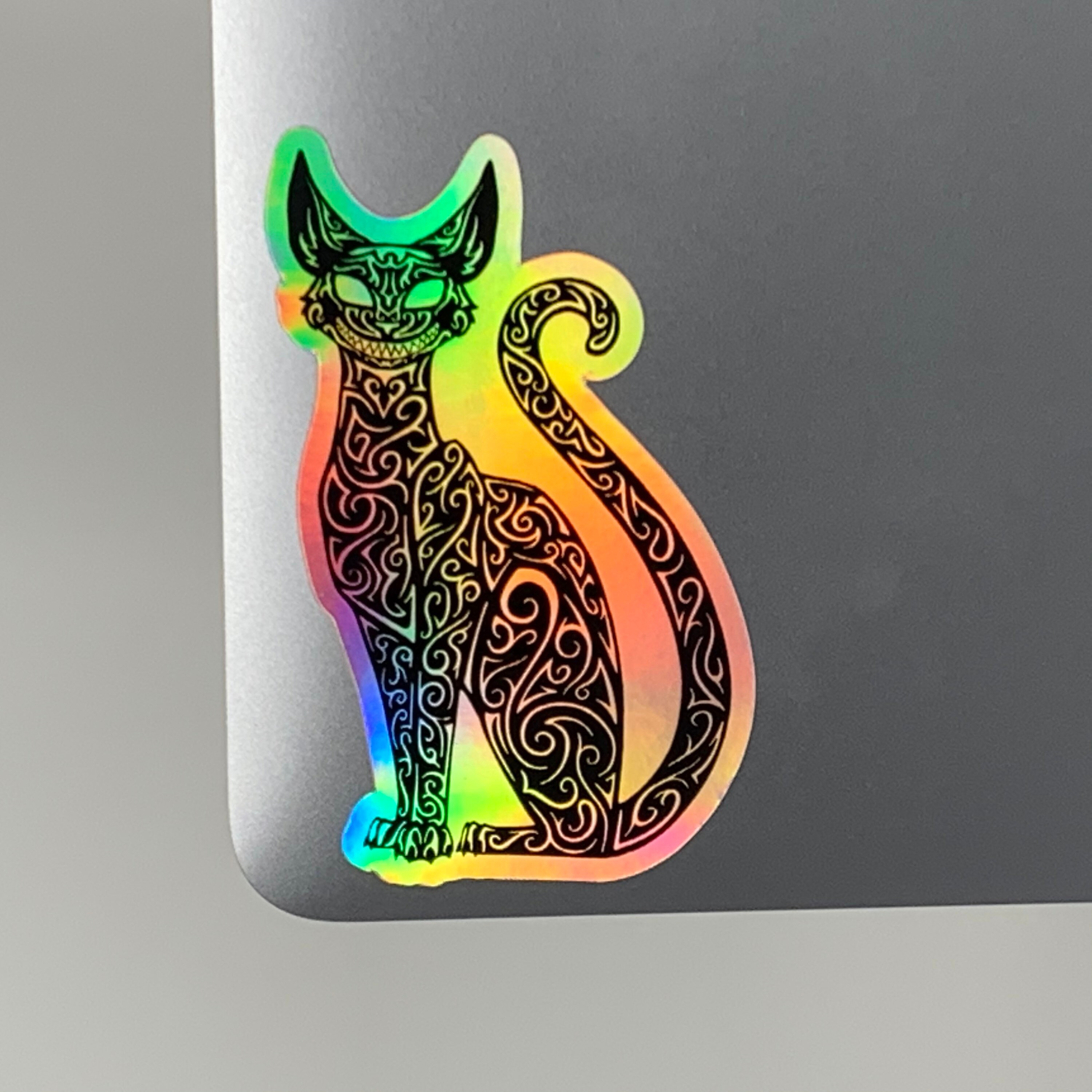 Black Cat Sticker Black Cat Laptop Sticker Holographic - Etsy.de