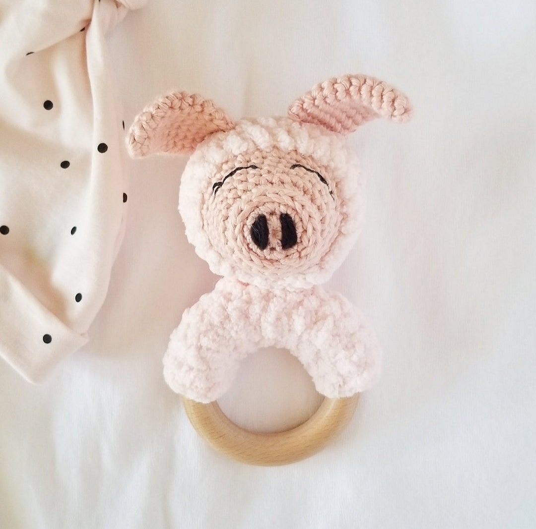 Baby Pig Rattle/| Piggie Rattle | Pig Toy | Baby Shower Gift - Etsy