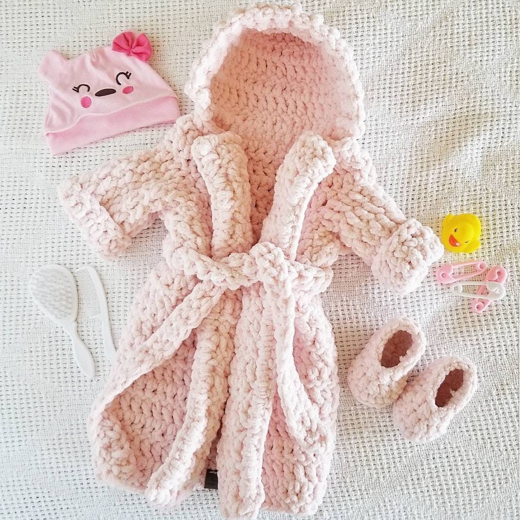 Crochet Baby Bathrobe Pattern: Super Bulky Chenille Yarn (PDF Pattern ...