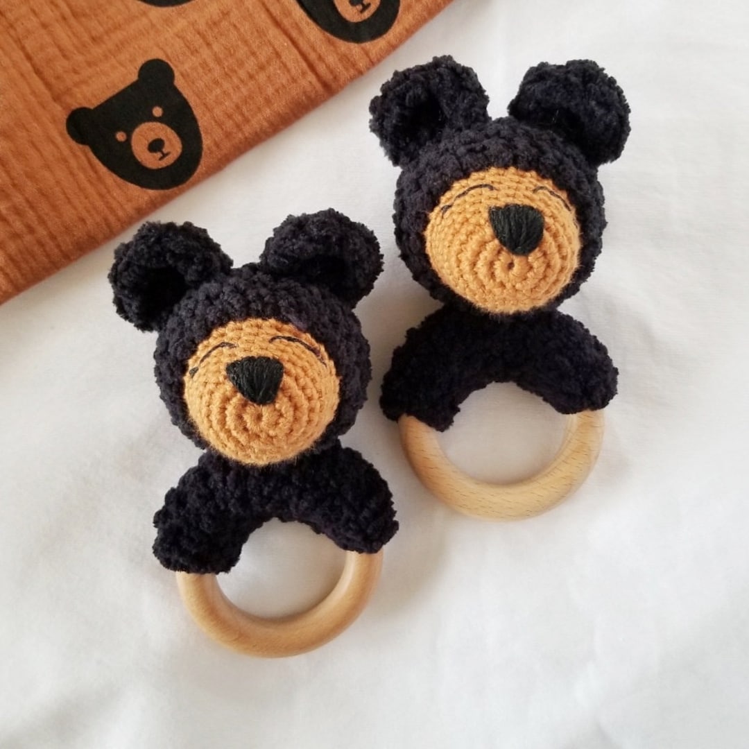 Baby Bear Rattle Wooden Bear Rattle Baby Shower Gift Newborn Gift - Etsy