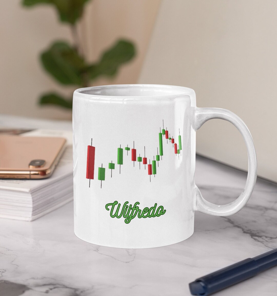 Custom Candlestick Chart Mug, Add Your Name, Gift for Friend, Birthday ...