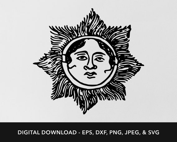 Sun Face Digital Download Sun Face SVG Sun Vector Sun - Etsy