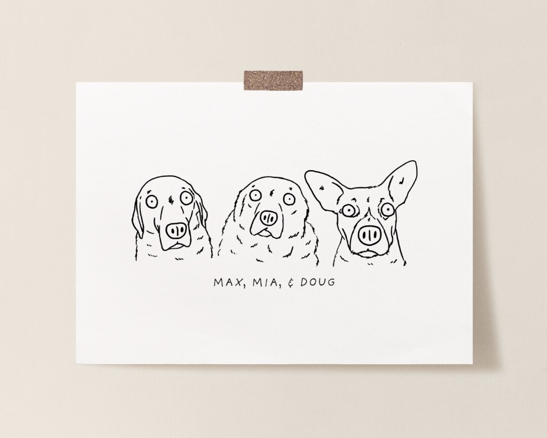 Multiple Pet Portrait Custom 3 Pet Portrait Pet Portrait From Photo ...