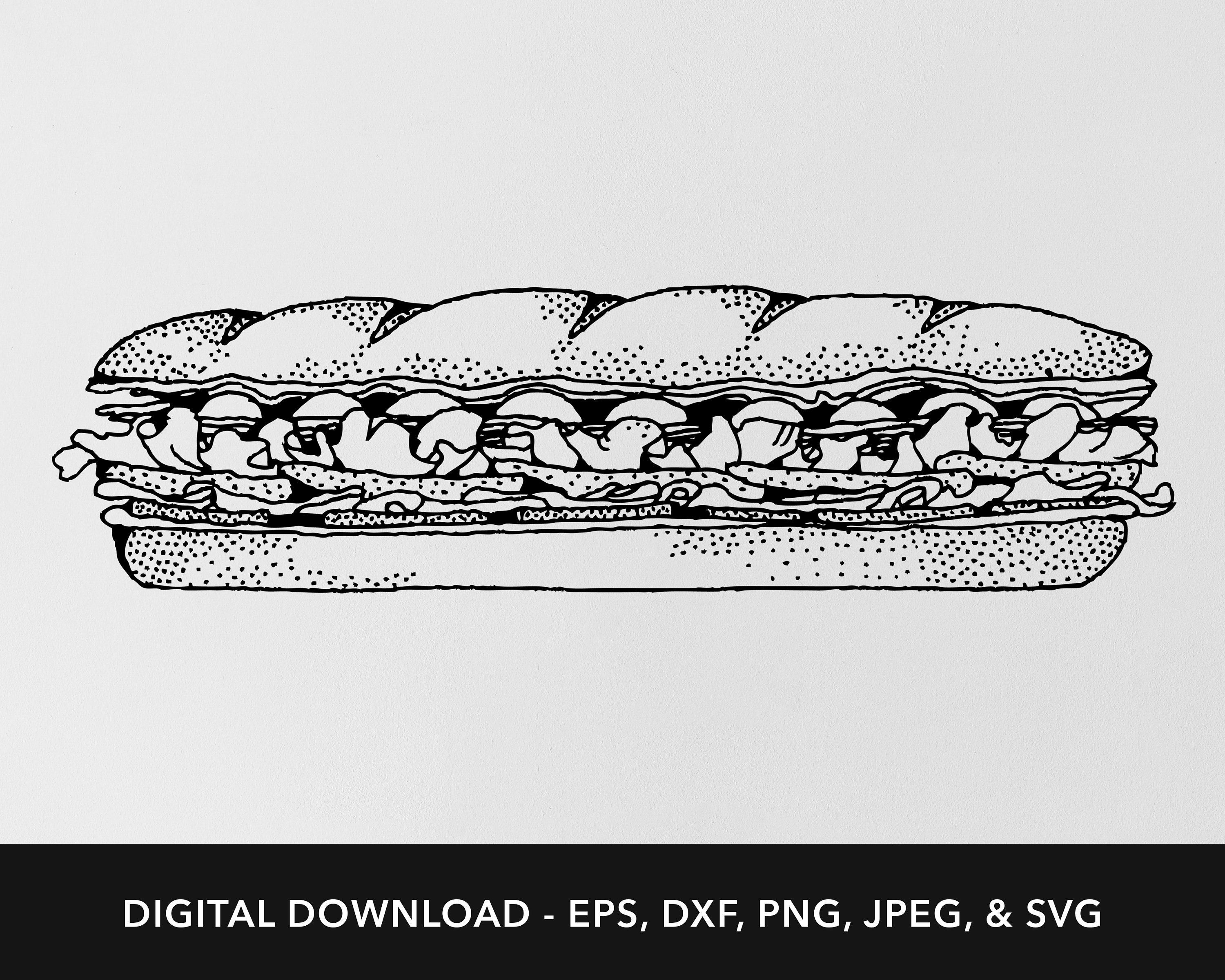 Sub Sandwich SVG Deli SVG Hoagie SVG Sandwich Clipart - Etsy Canada