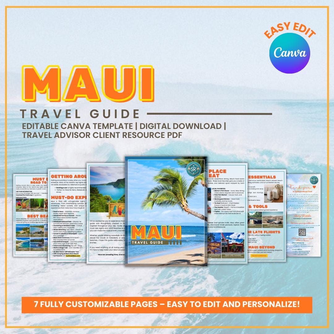 Maui Travel Guide | Editable Canva Template | Travel Advisor & Client ...
