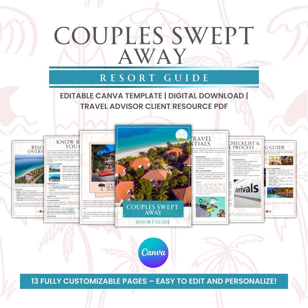 Couples Swept Away Resort Guide | Editable Canva Template | Travel ...