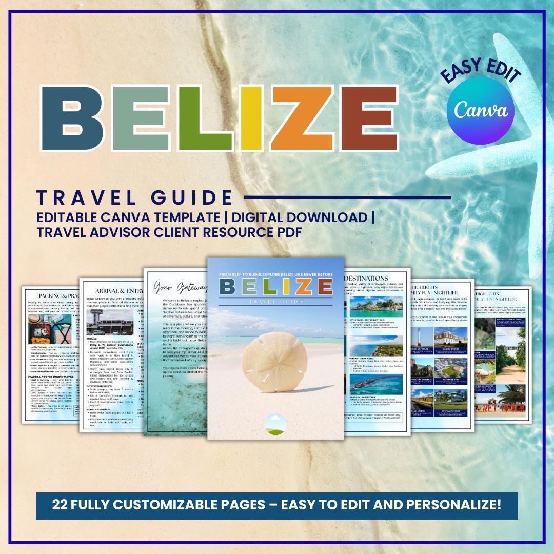 Belize Travel Guide PDF: Customizable Trip Planner (digital Download ...