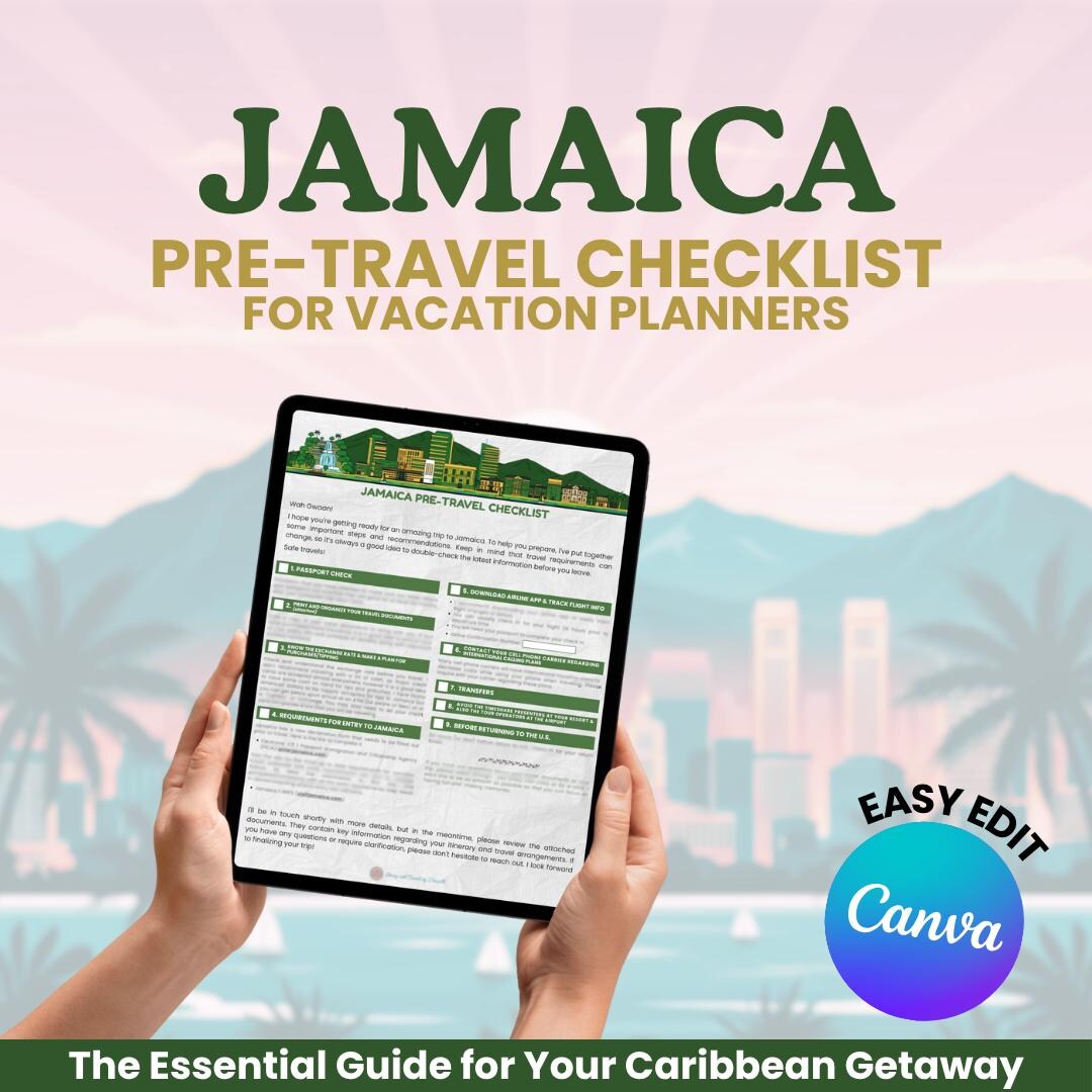 Jamaica Pre-travel Checklist: Editable Canva Vacation Guide (digital ...