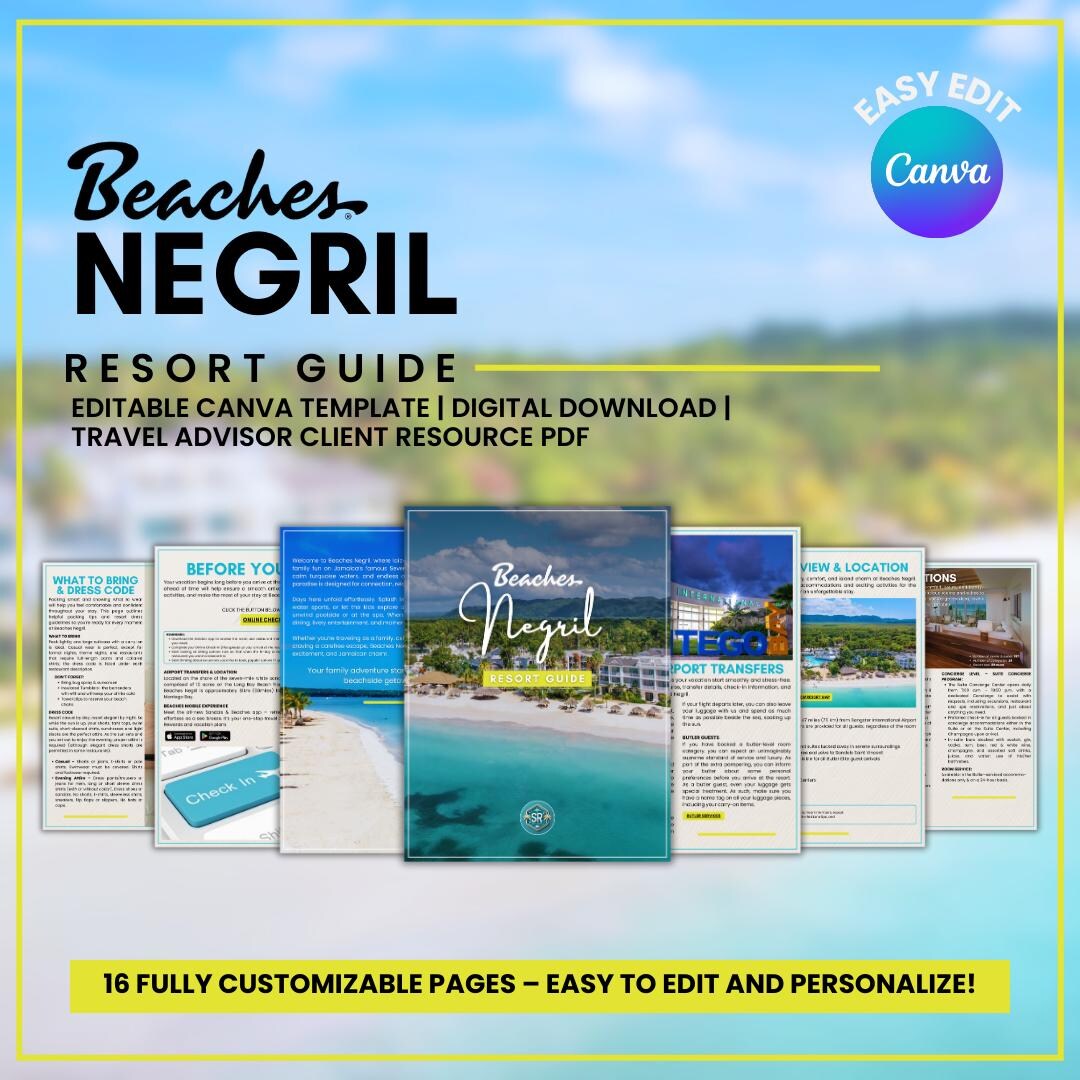 Beaches Negril Resort Guide | Canva Editable Template | Client Resource ...