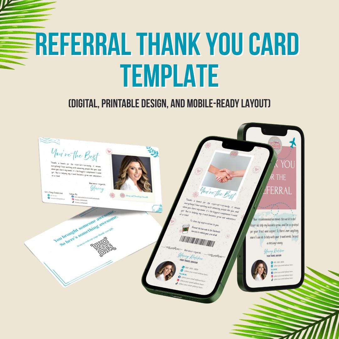 Thank You Referral Card | Digital Download | Editable Template | Mobile ...