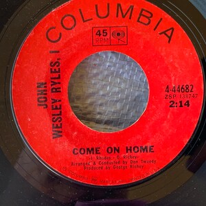 1968 45 RPM 7" Vinyl Record John Wesley Ryles - Come on Home - Kay ...
