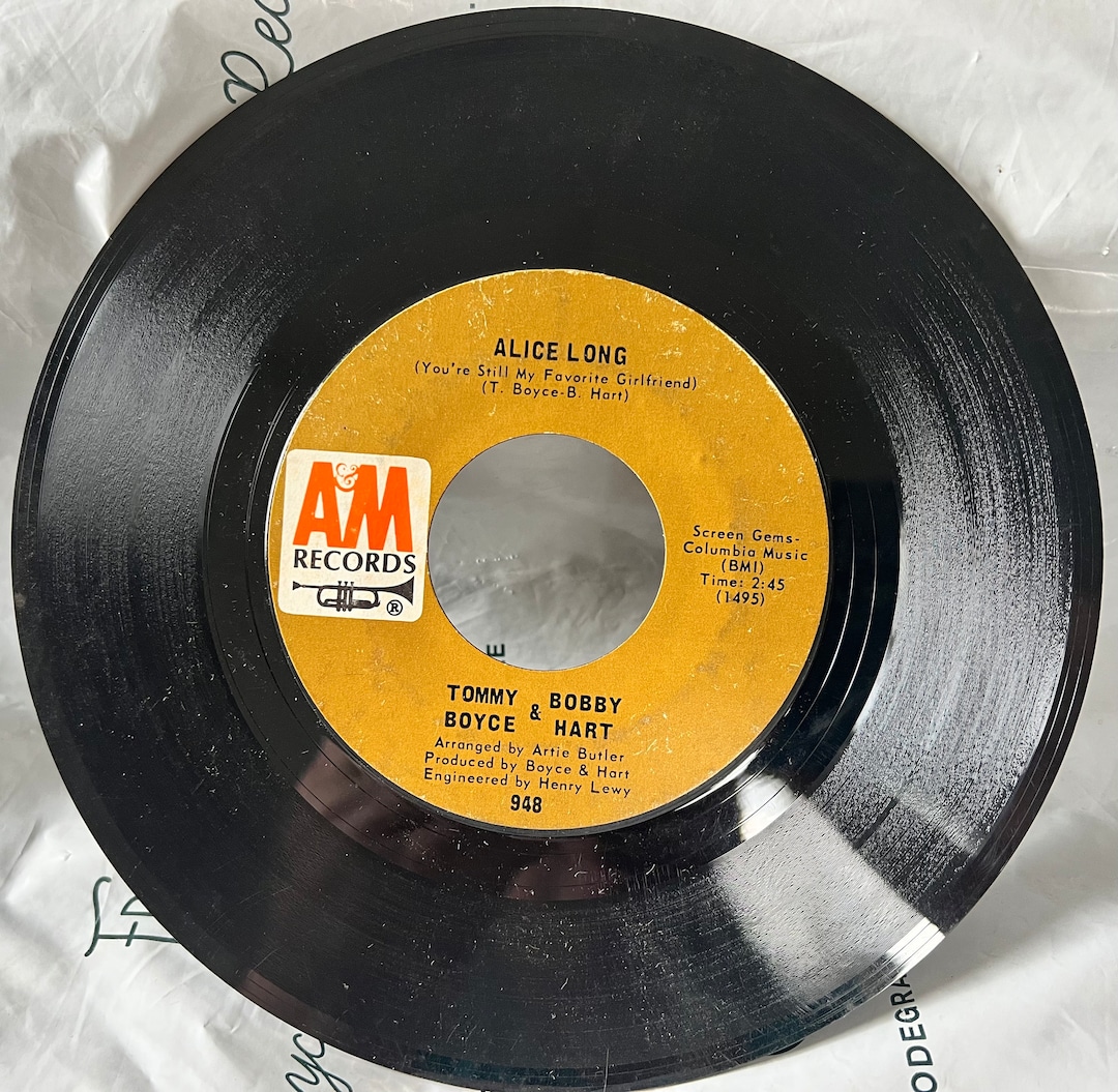 1968 45 RPM 7 Vinyl Record Tommy Boyce & Bobby Hart Alice Long P.O. Box ...