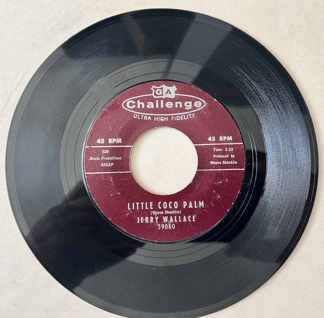 1959 45 RPM 7 Vinyl Record Jerry Wallace Little Coco Palm Mission Bell ...