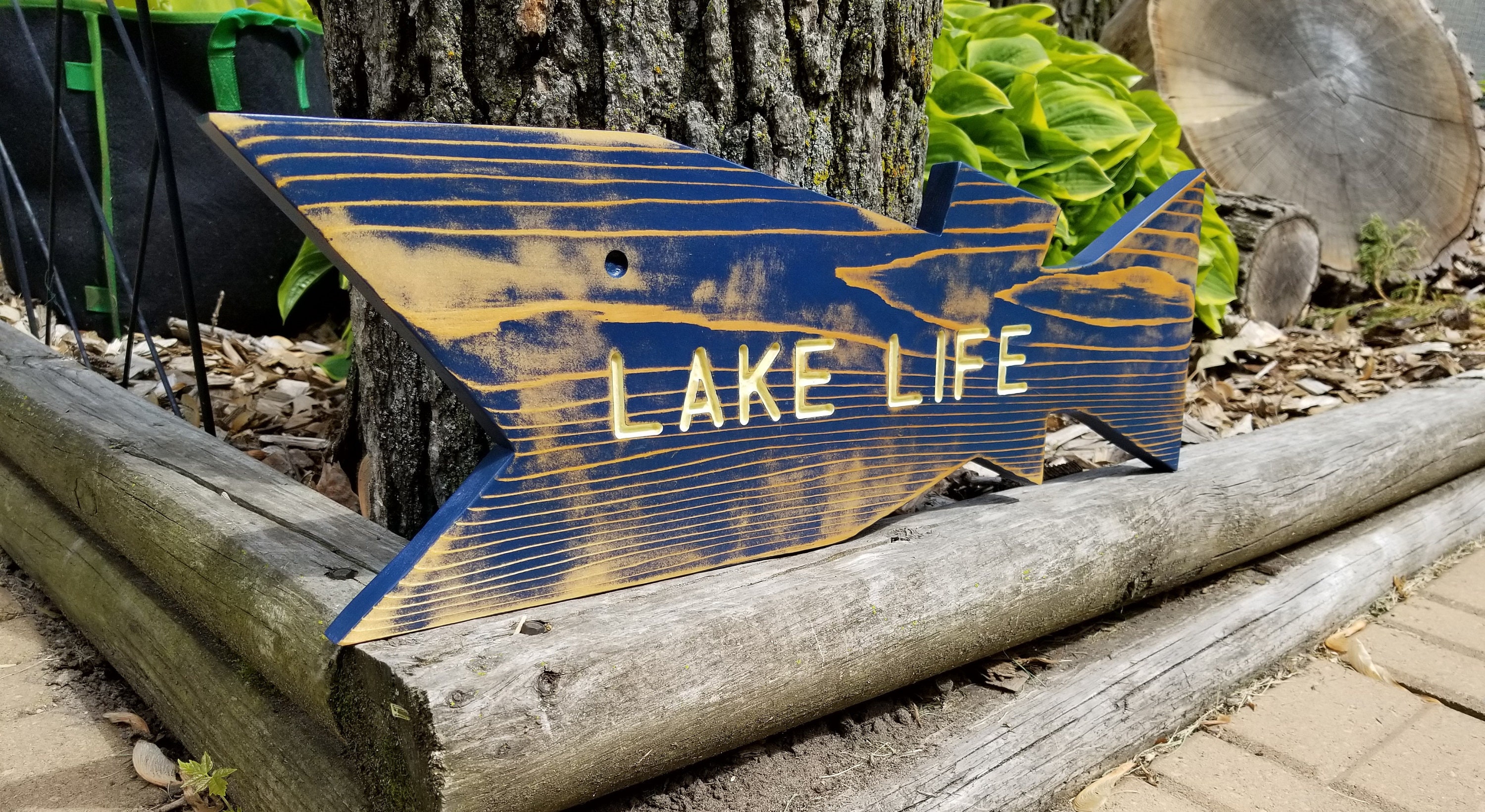 Wooden Fish Sign Whimsical Blue Fish Lake Life - Etsy