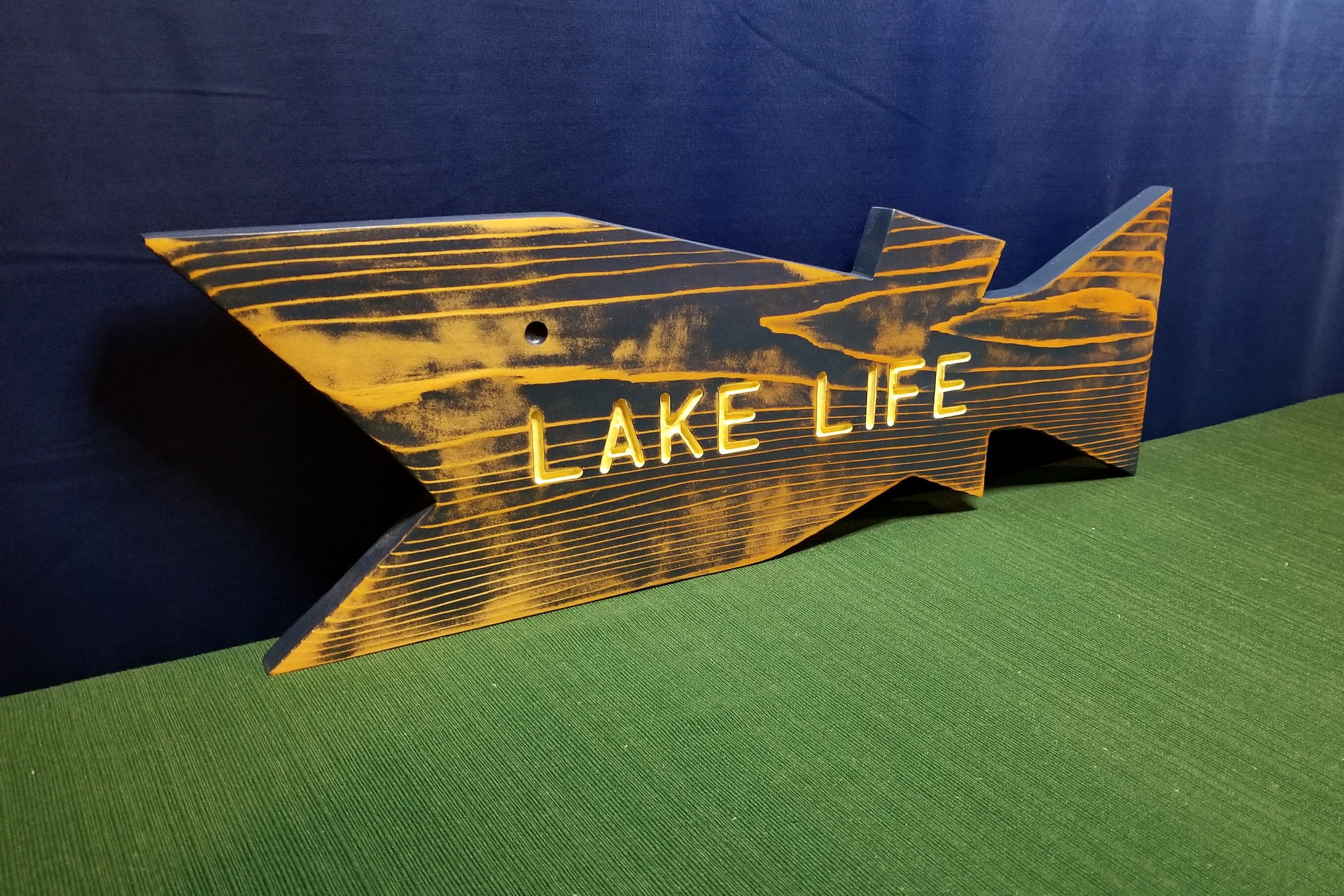 Wooden Fish Sign Whimsical Blue Fish Lake Life - Etsy