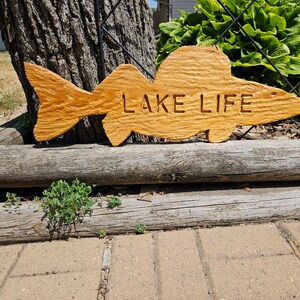 Wooden Fish Sign Walleye Lake Life Sign - Etsy