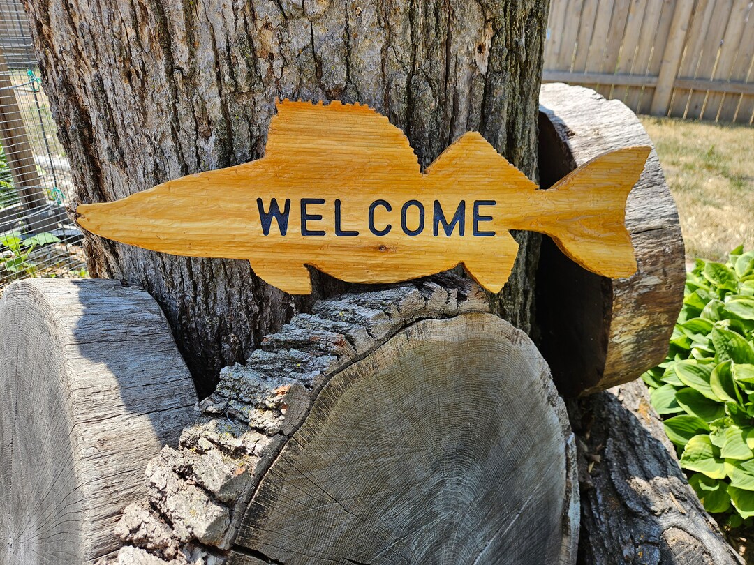 Wooden Fish Sign Walleye Welcome Sign - Etsy