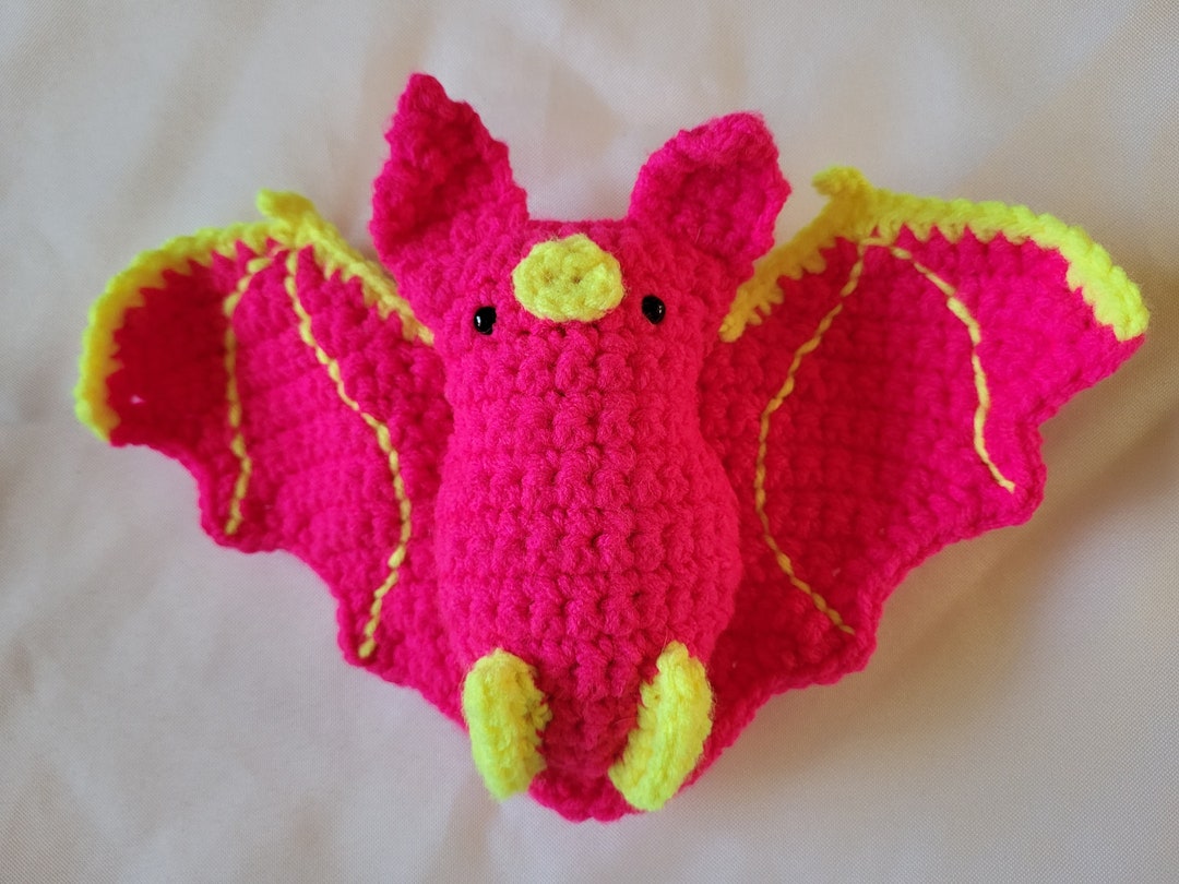 Hot Pink Bat Crochet Stuffed Toy Amigurumi - Etsy
