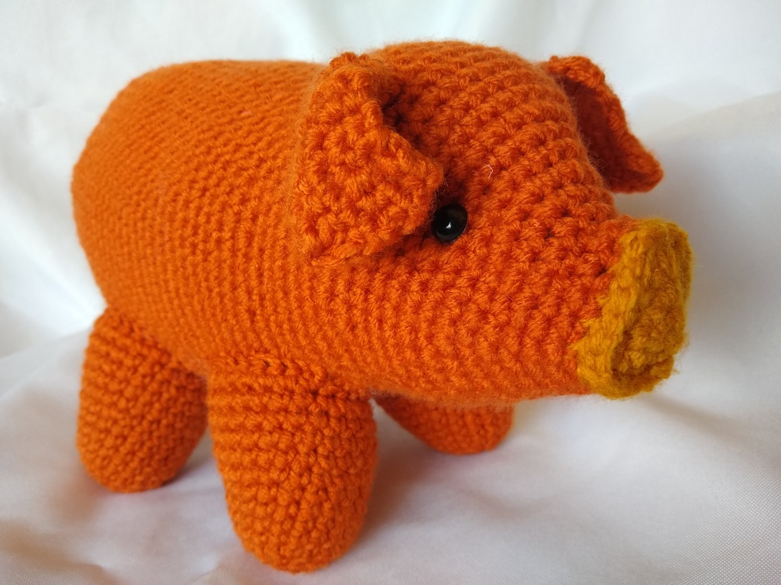 Medium Dark Orange Pig Crochet Stuffed Toy Amigurumi - Etsy