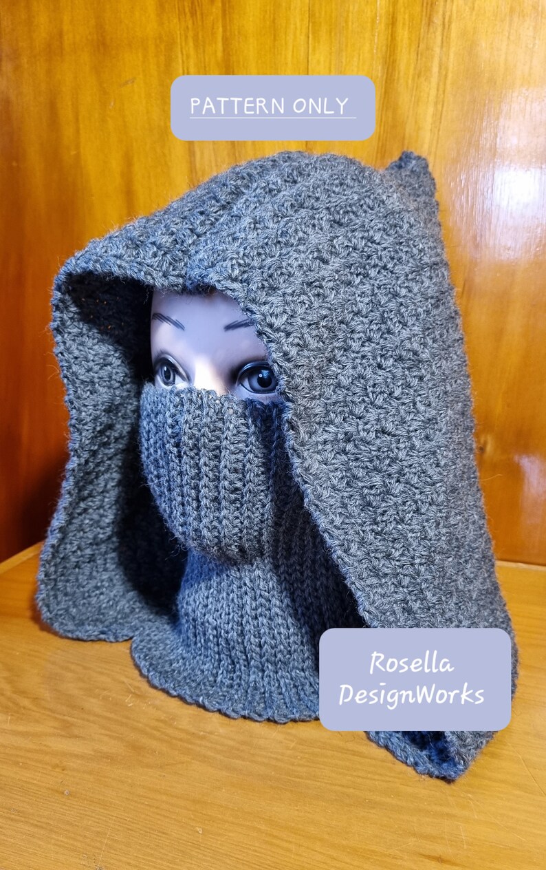 PATTERN: Crochet Hooded Cowl, Neck Warmer Hood, Easy Design, Pdf ...